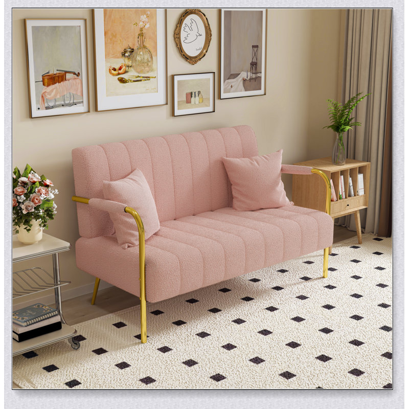 59inch Teddy Fleece Sofa Mercer41 Upholstery Color Pink